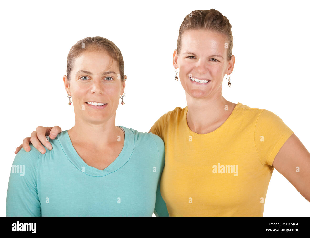 Happy friends together with smiles over white background Stock Photo ...