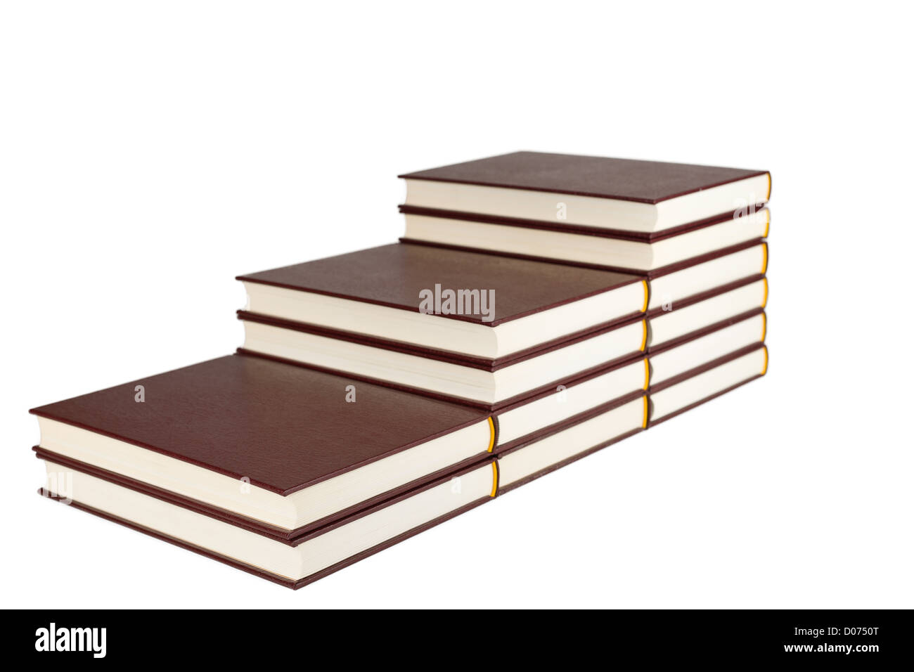 Book stairs to upward, white isolated background Stock Photo - Alamy