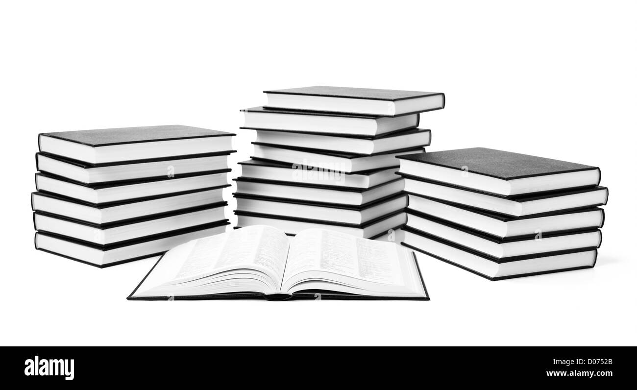 Paper book piles literature Cut Out Stock Images & Pictures - Alamy