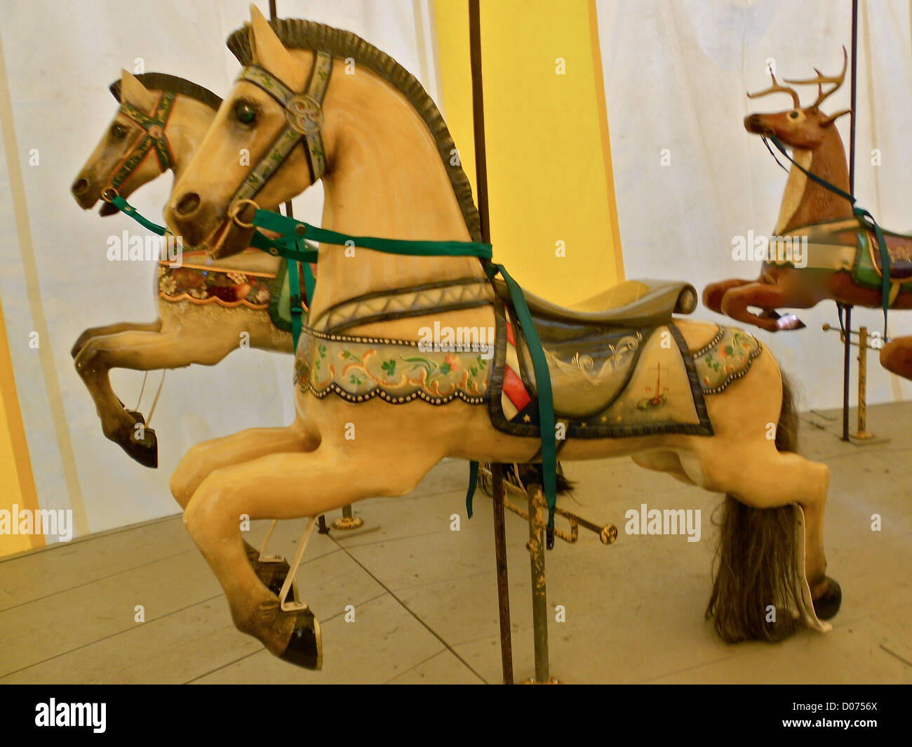 The white horse figures on the All Hallows Guild carousel in Washington ...