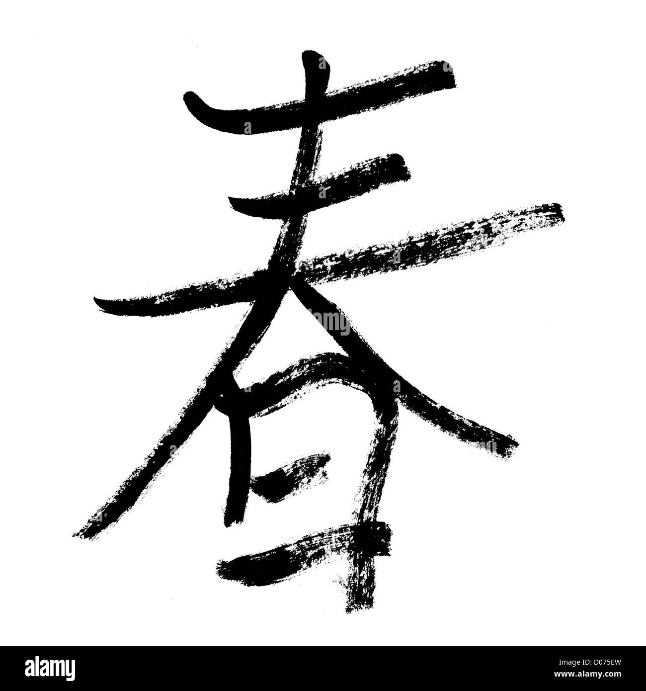 Spring, traditional chinese calligraphy art isolated on white ...