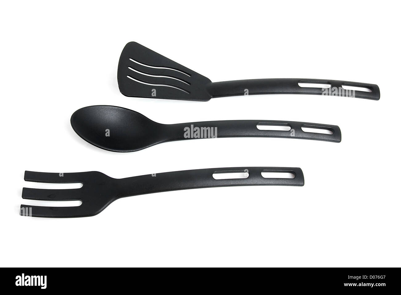 Black kitchen tools isolated on white background Stock Photo - Alamy