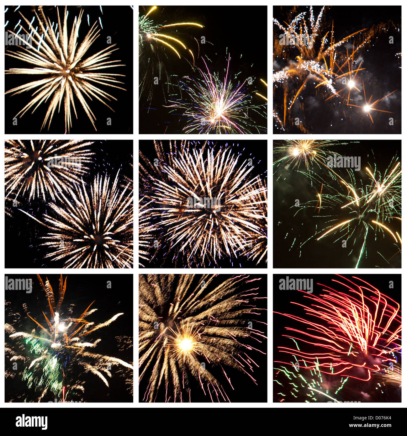 A collage of exploding fireworks Stock Photo - Alamy
