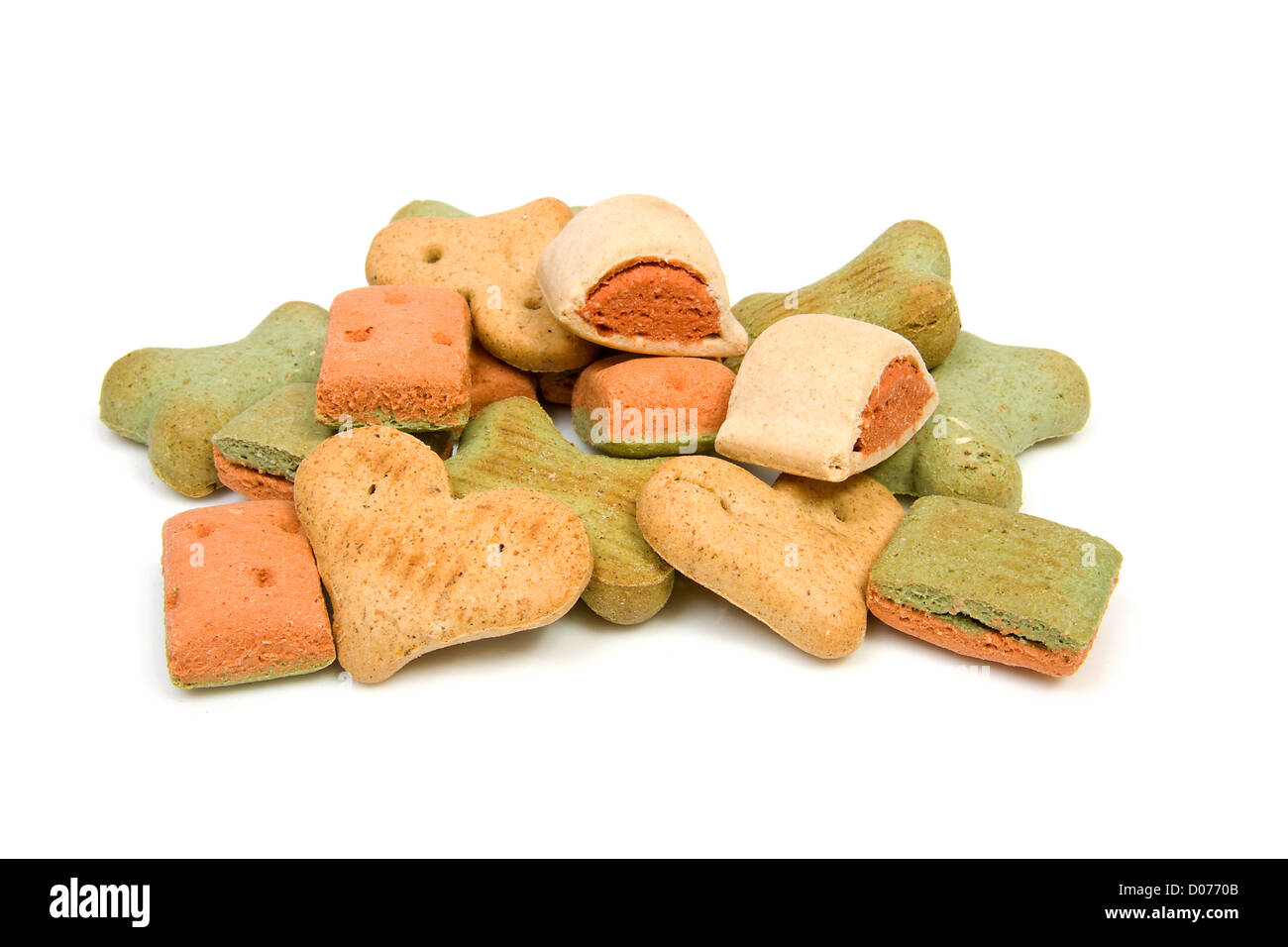 Stack of dog cookies over white background Stock Photo - Alamy