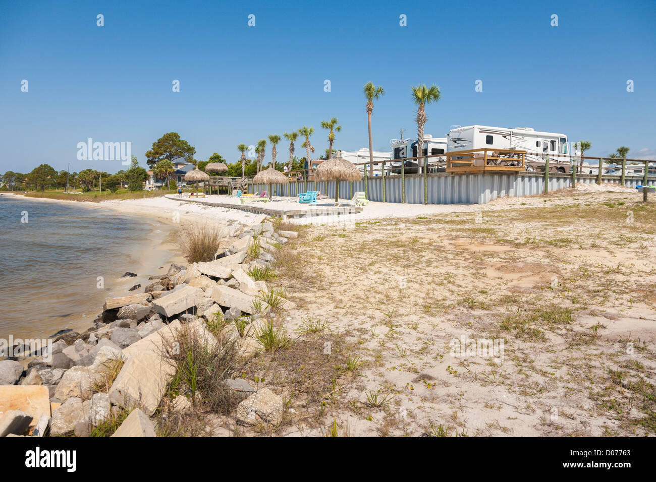 Motorhomes parked at waterfront RV resort on Santa Rosa Sound in ...