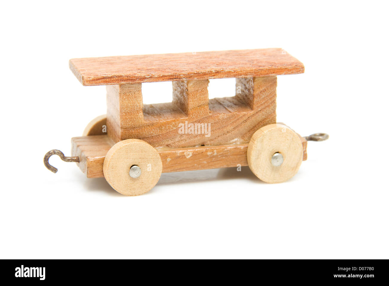 Old wooden toy train isolated on white background Stock Photo - Alamy