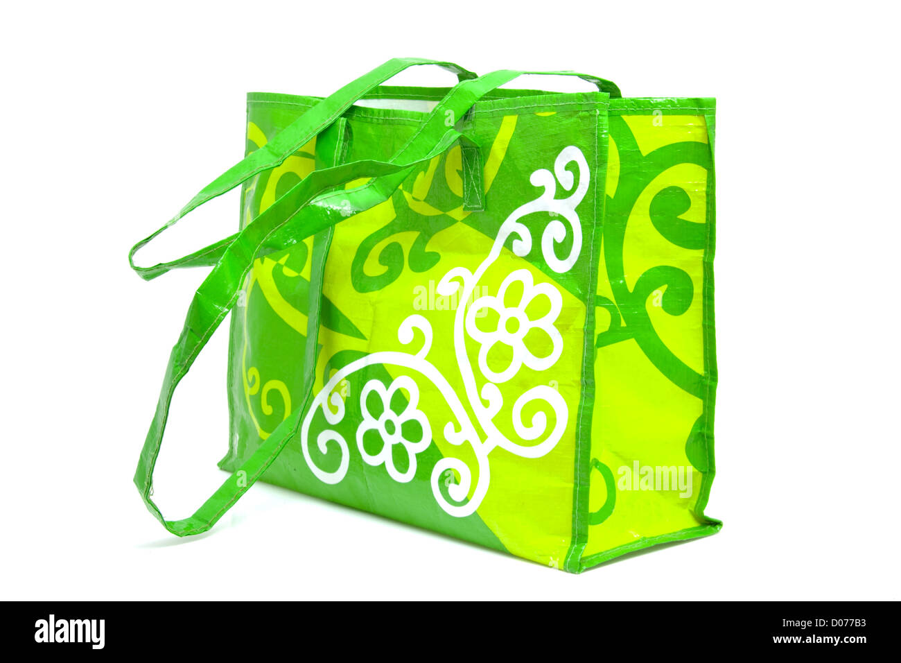 Empty green shopping bag isolated on white background Stock Photo - Alamy
