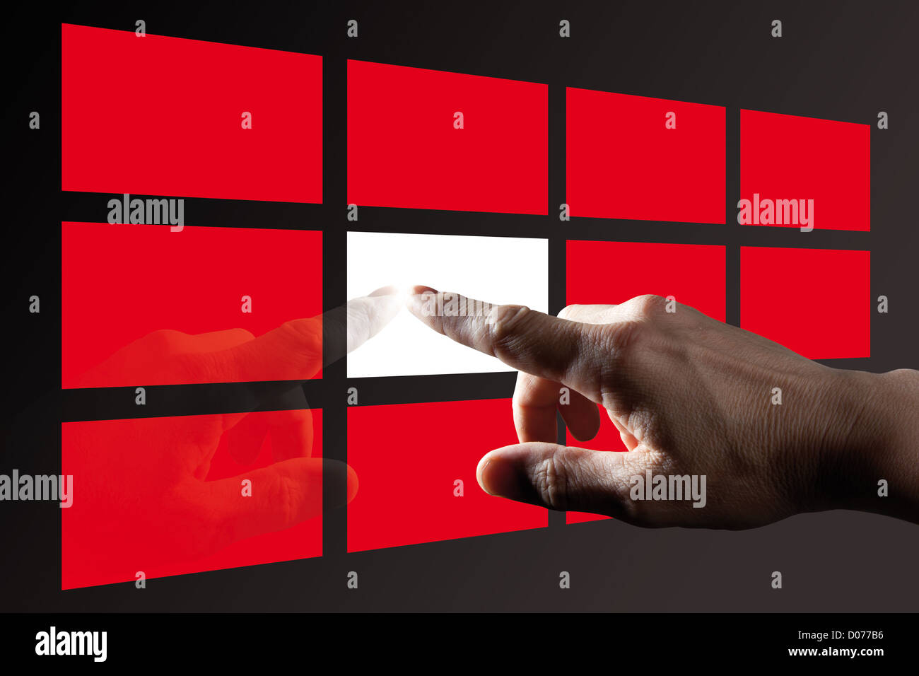 Finger Touching Red Digital Touch Screen Stock Photo - Alamy