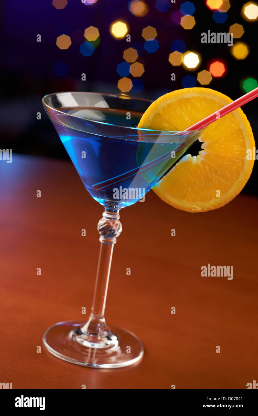 Blue cocktail in bar Stock Photo - Alamy