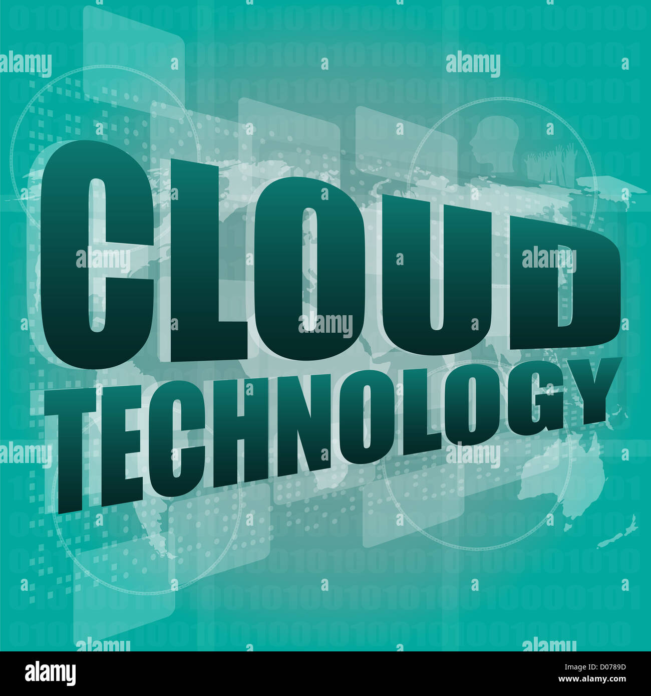 words cloud technology on digital screen, information technology ...