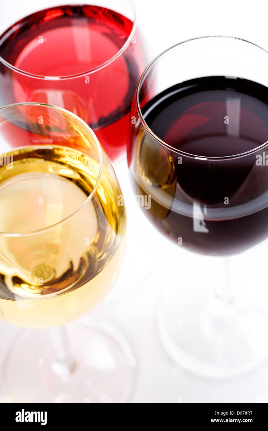 Wine collection - Rose, White and Red wine Stock Photo - Alamy