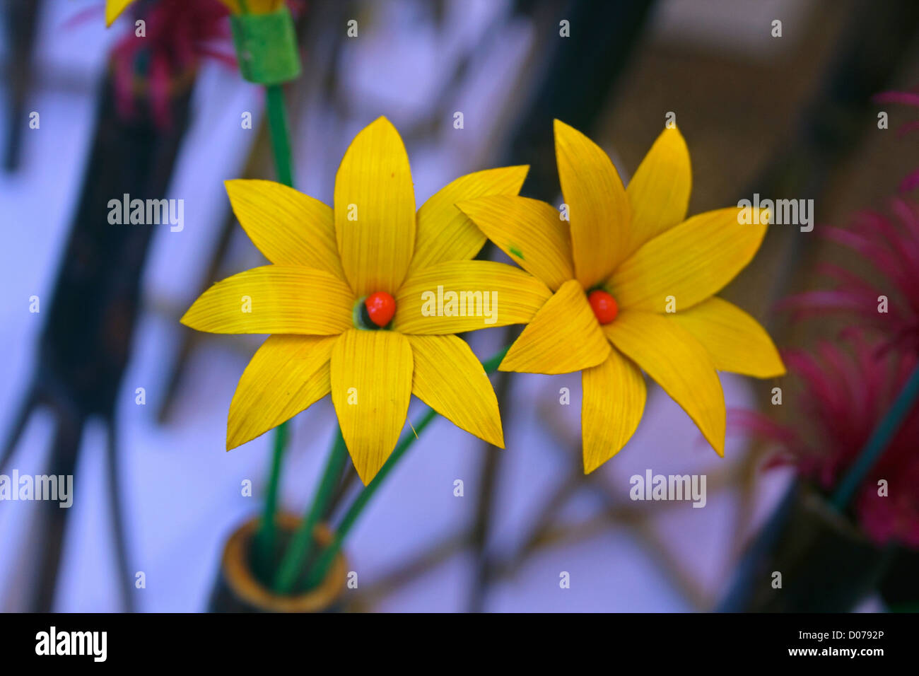 Flowers made from bamboo Stock Photo - Alamy