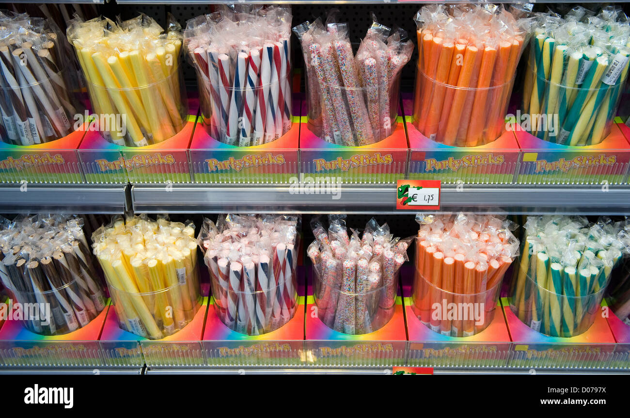 A lot of different acid grips and other sweets in a candy store Stock ...