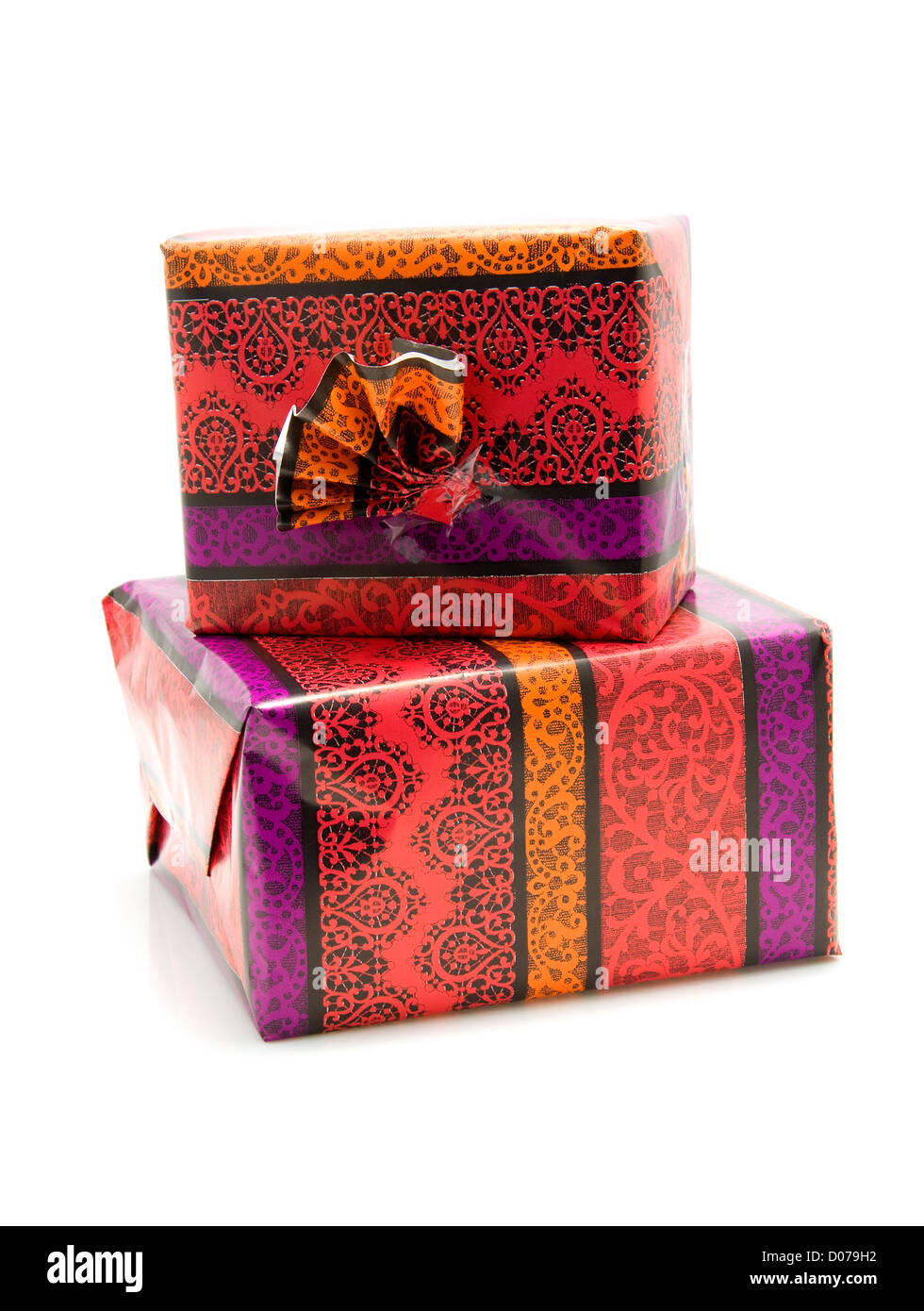 Two colorful birthday presents isolated on white background Stock Photo ...