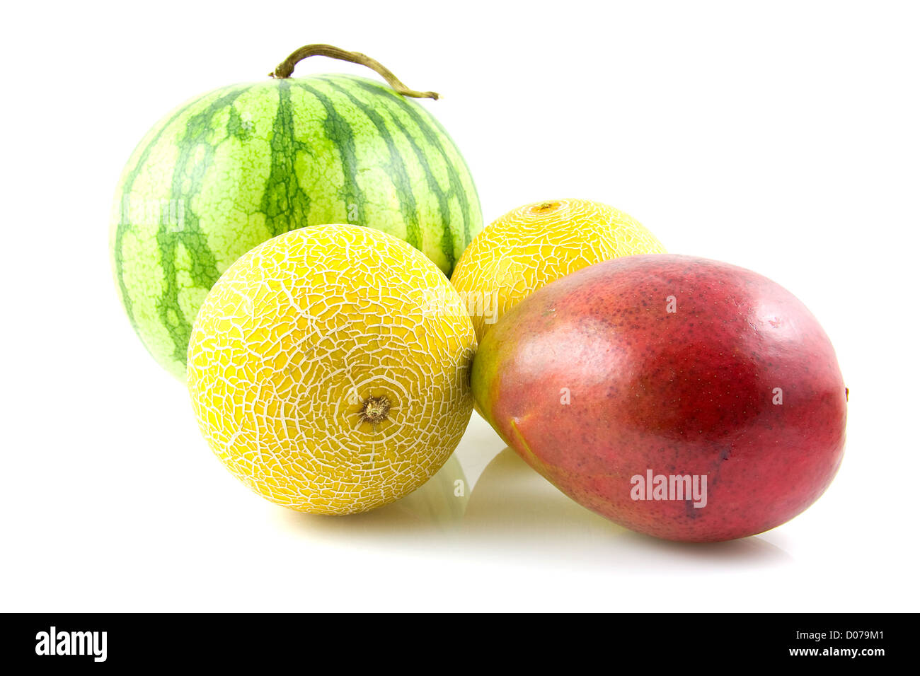 Fresh mango and melon fruits over white background Stock Photo - Alamy