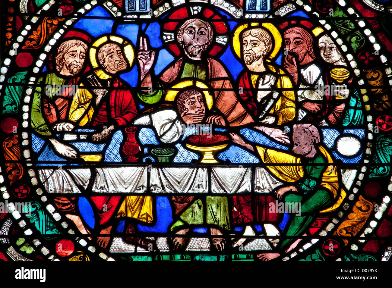 THE LAST SUPPER JESUS' MEAL APOSTLES PASSION CHRIST DETAIL STAINED ...