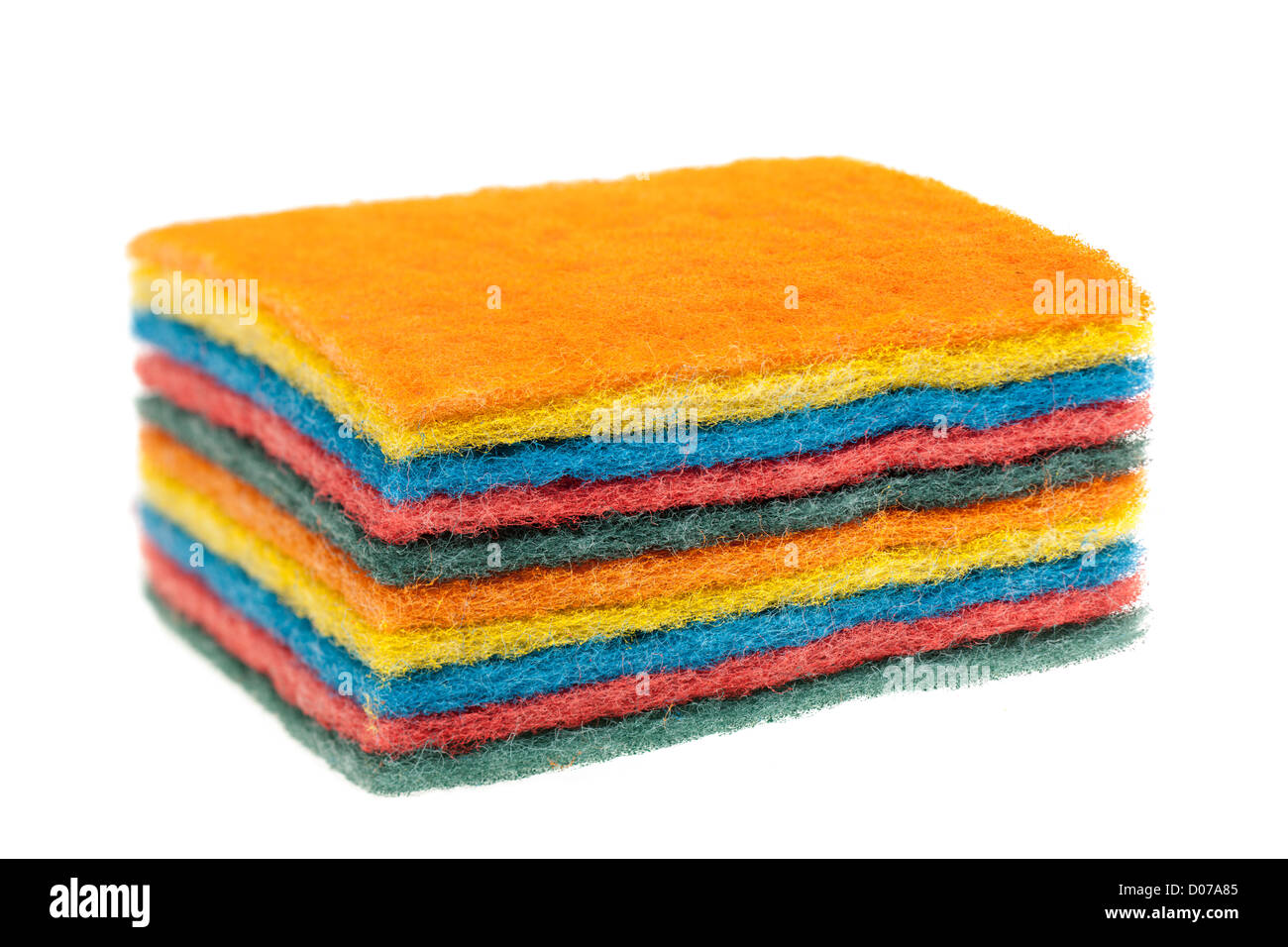 Pile of coloured fibre pan scourers Stock Photo - Alamy