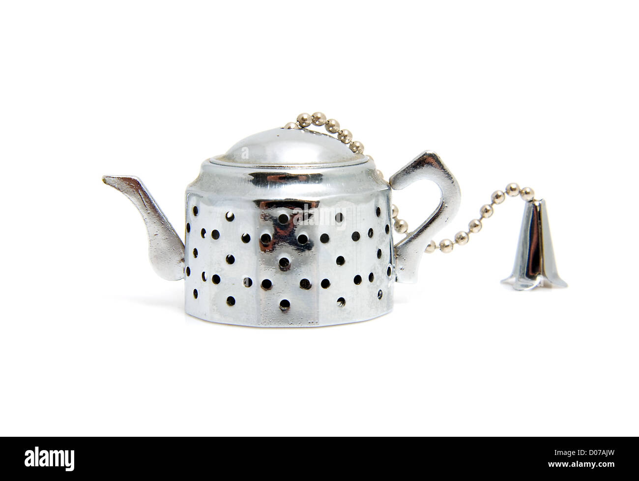 little silver teapot for making tea isolated in white background Stock ...