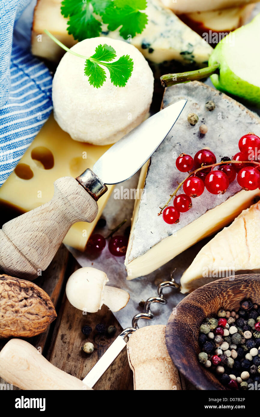 Various types of cheese composition Stock Photo - Alamy