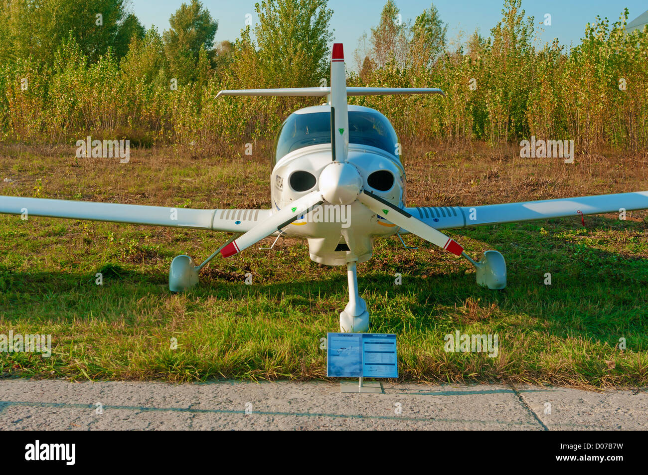 Light airplane for business, travel and training. Front view Stock ...