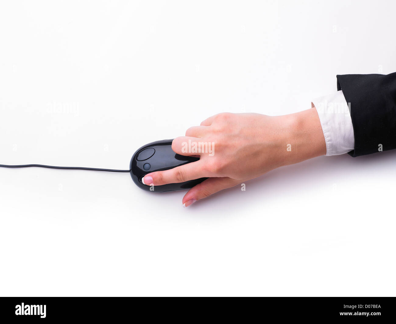 Computer work One-click management mouse hand Stock Photo - Alamy