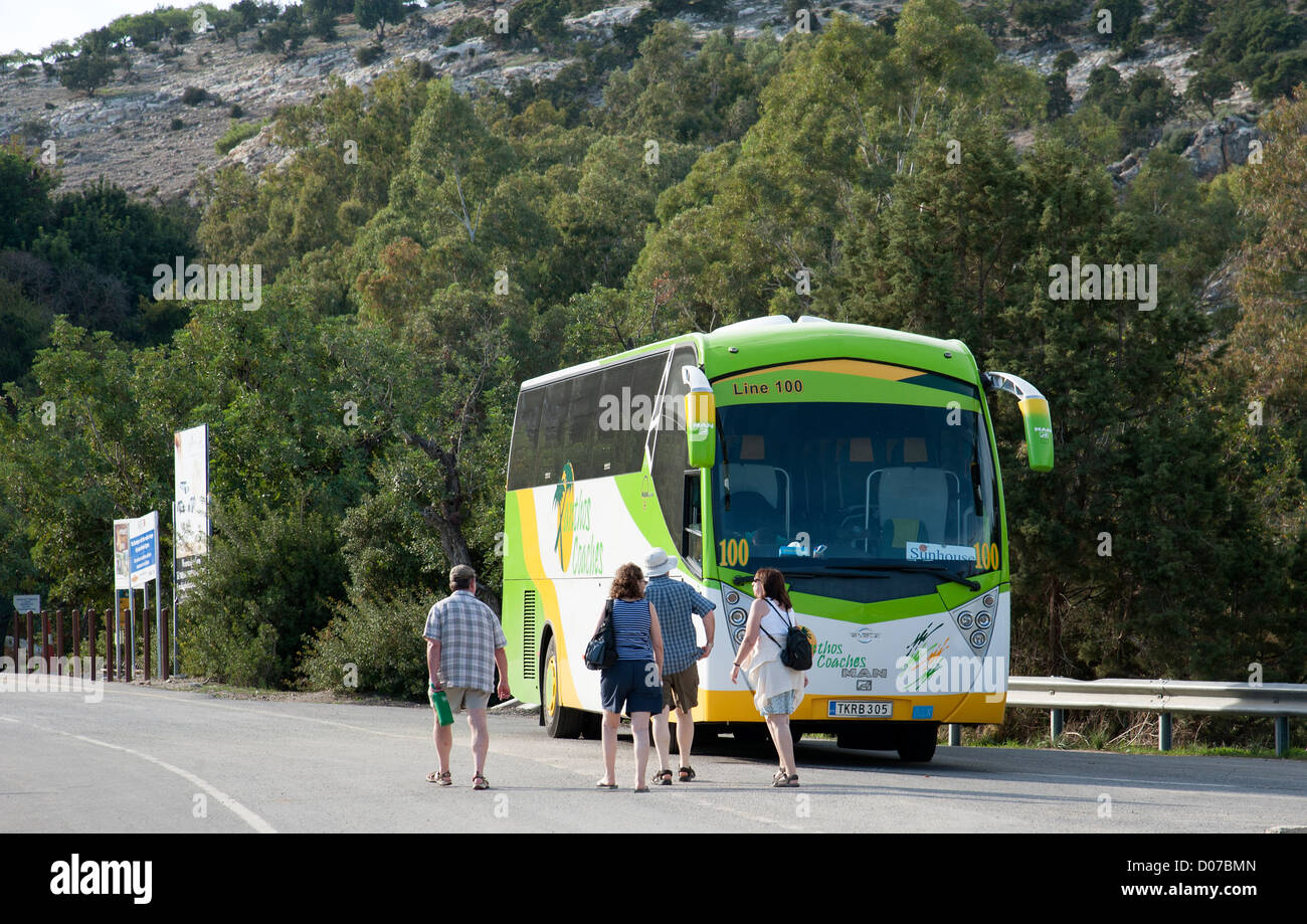 Line 100 tourist bus Xanthos Coaches company Cyprus Stock Photo - Alamy
