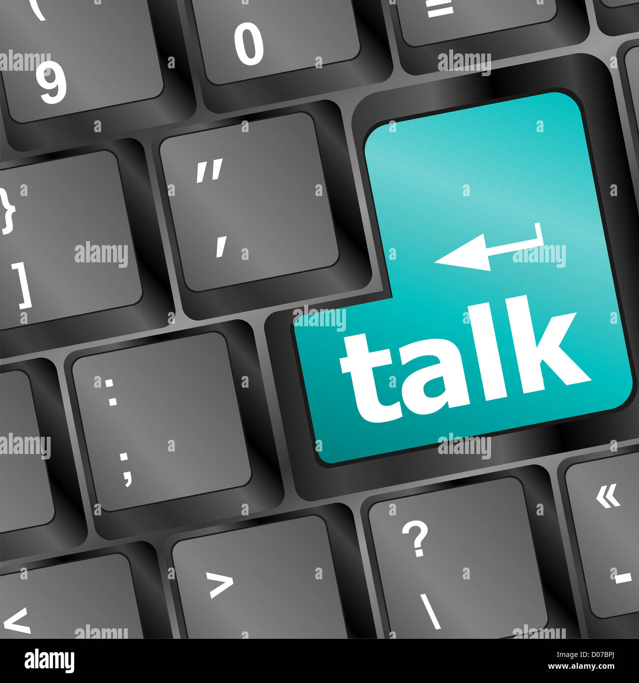 talk word with icon on blue keyboard button Stock Photo - Alamy
