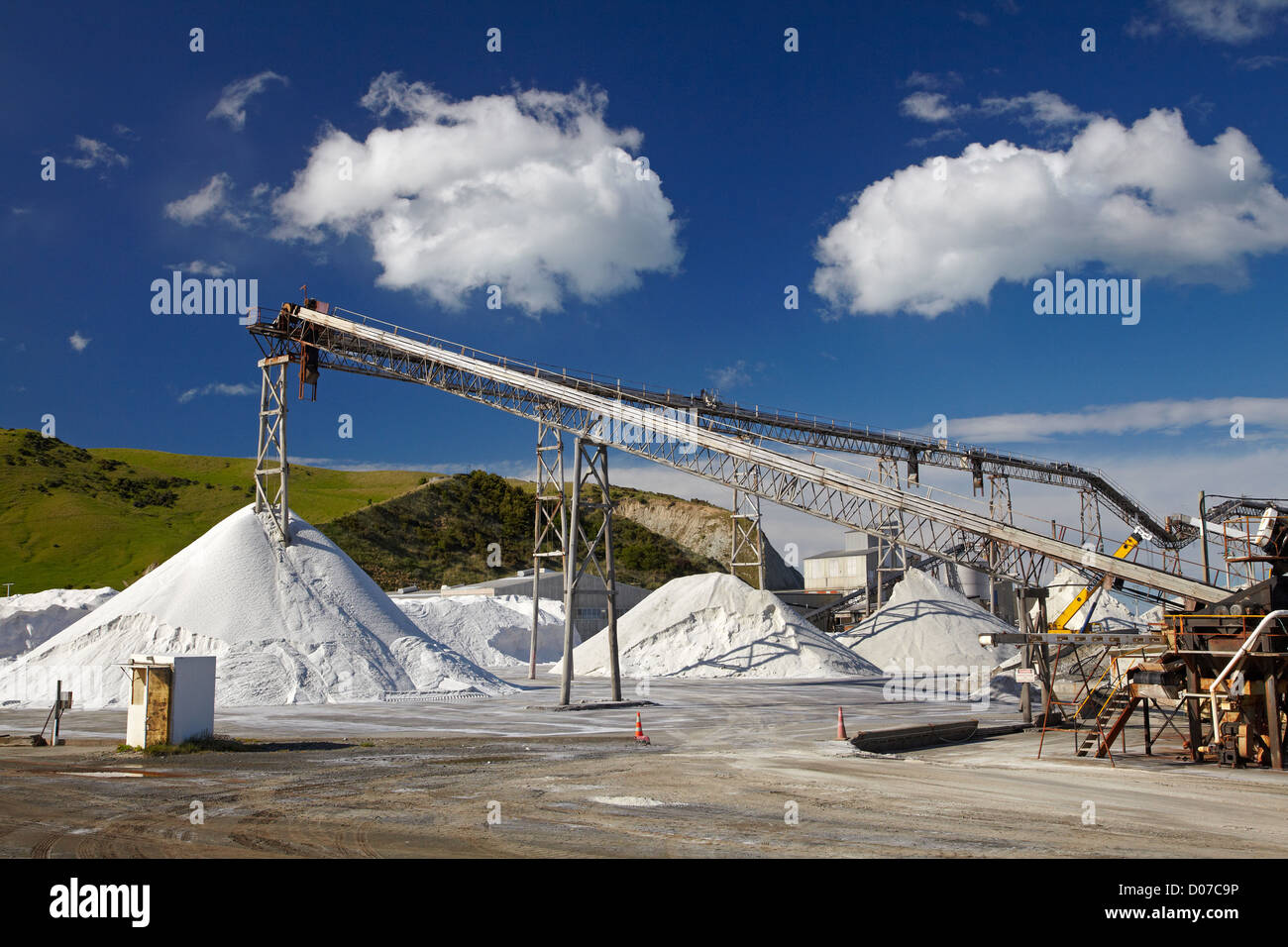 Stockpiles of Salt, Lake Grassmere Saltworks, Marlborough, South Island ...