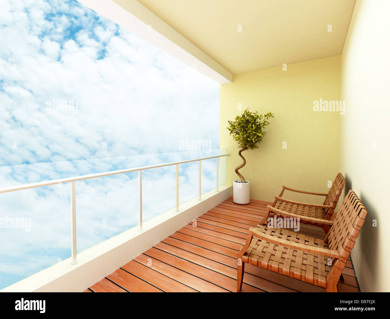 Balcony of a building with a sky view Stock Photo - Alamy