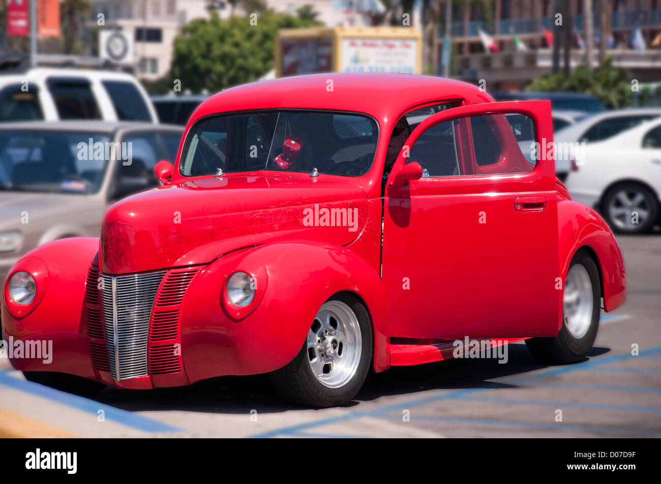 Red Retro Car in San Diego California USA Stock Photo - Alamy