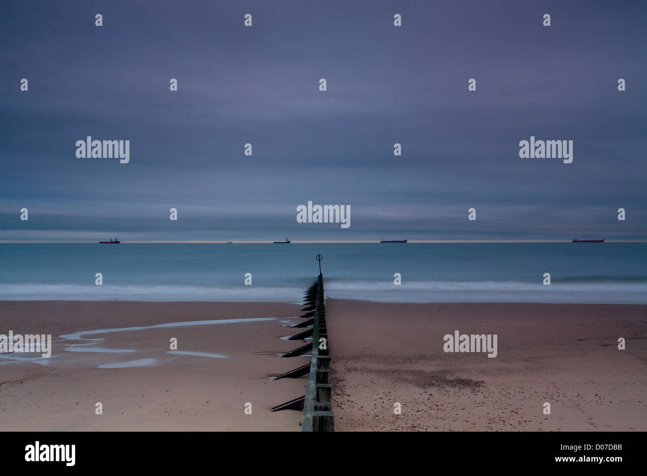 The North Sea from Aberdeen Beach at dusk, Aberdeenshire Stock Photo ...