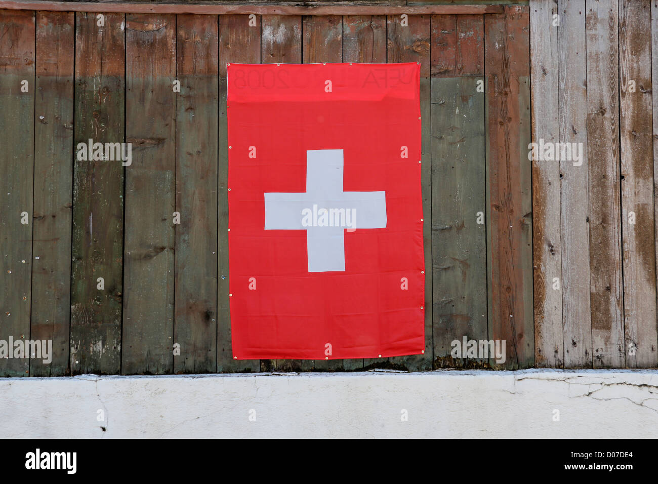 Swiss flag mounted on timber hi-res stock photography and images - Alamy