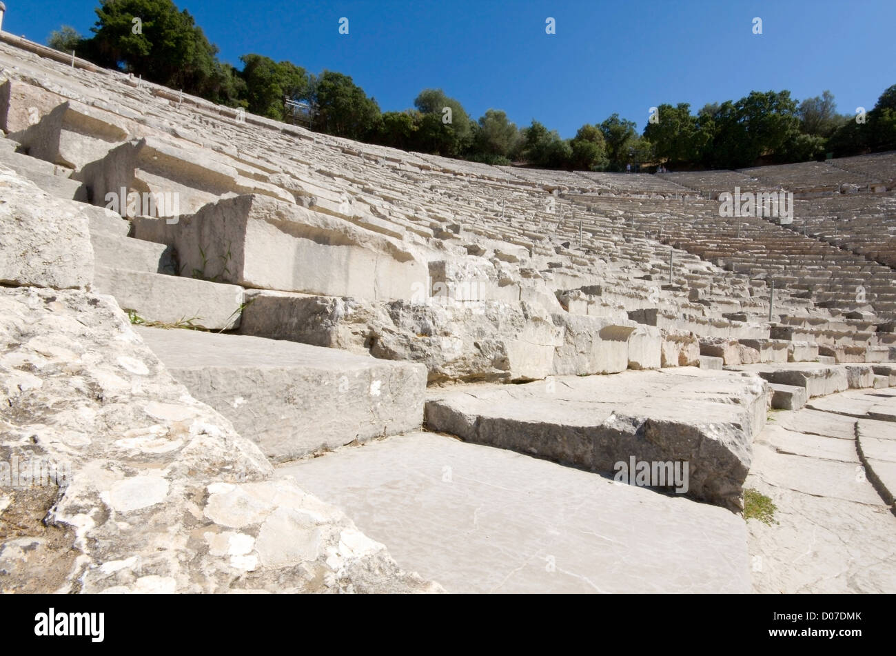 Ancient amphitheater of Epidaurus at Peloponnese, Greece Stock Photo ...
