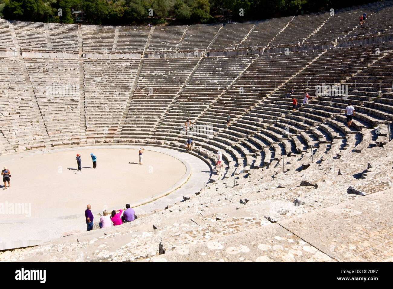 Ancient amphitheater of Epidaurus at Peloponnese, Greece Stock Photo ...