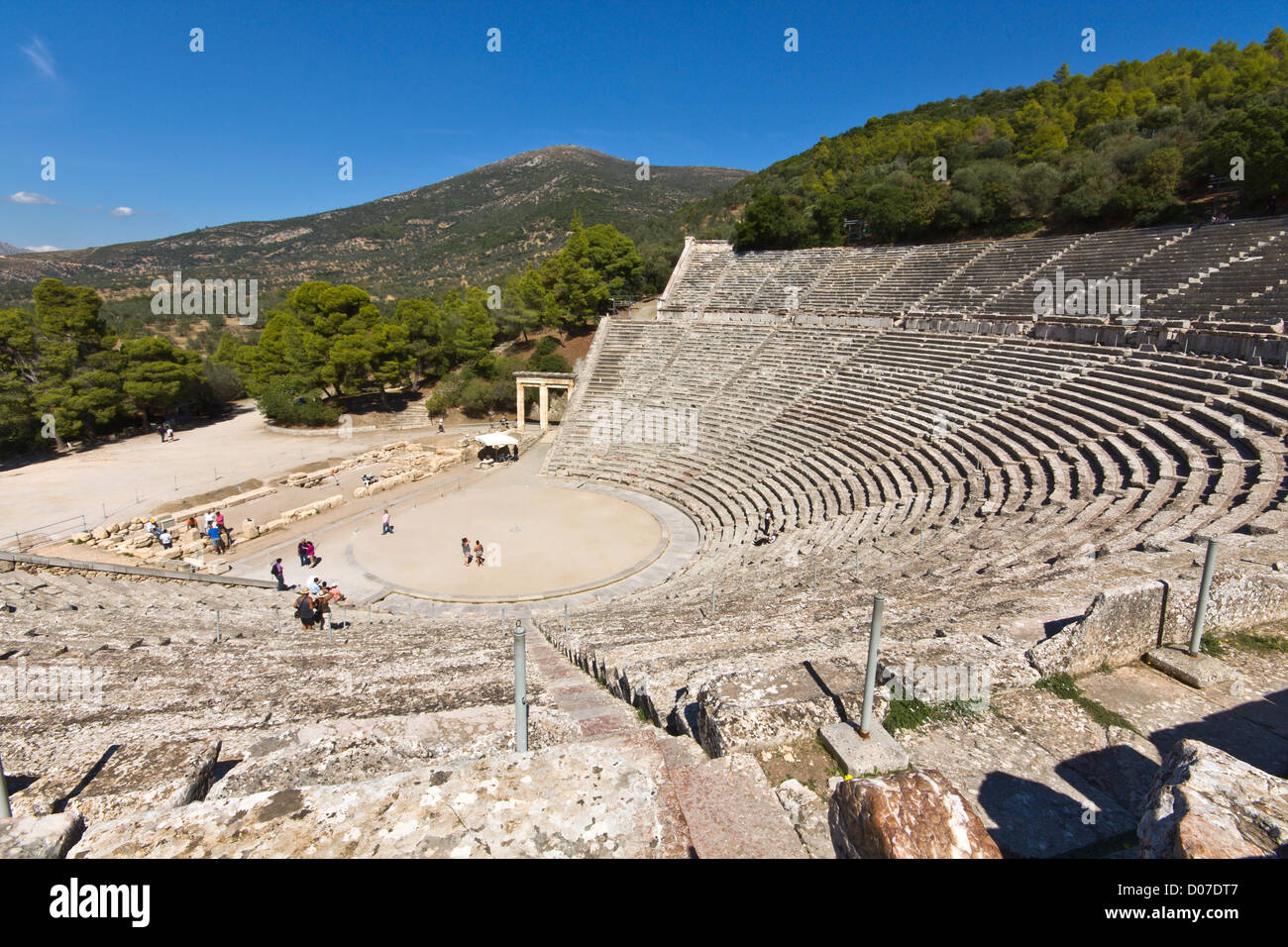 Ancient amphitheater of Epidaurus at Peloponnese, Greece Stock Photo ...