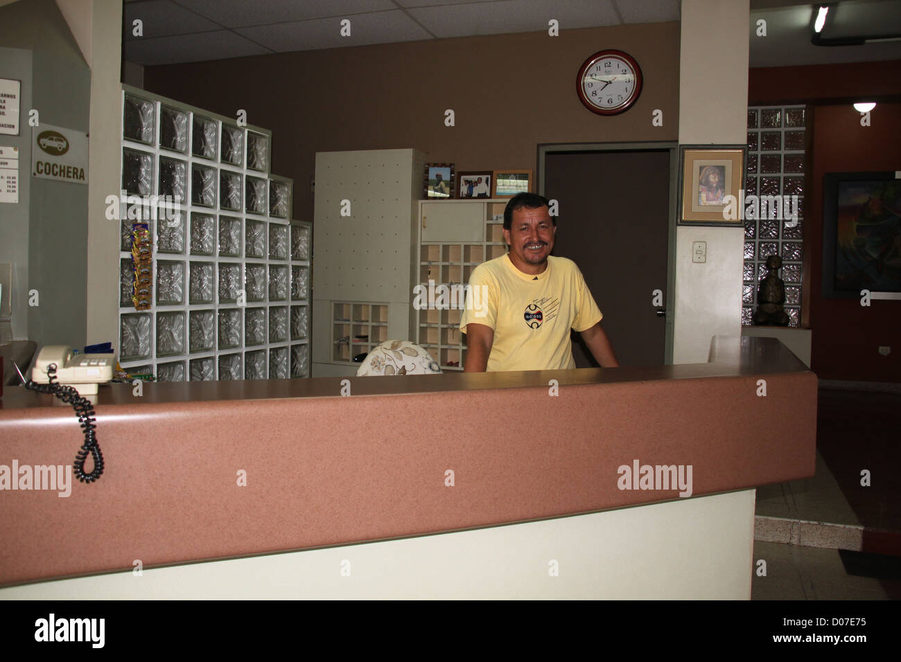 Hotel front desk South America Stock Photo - Alamy