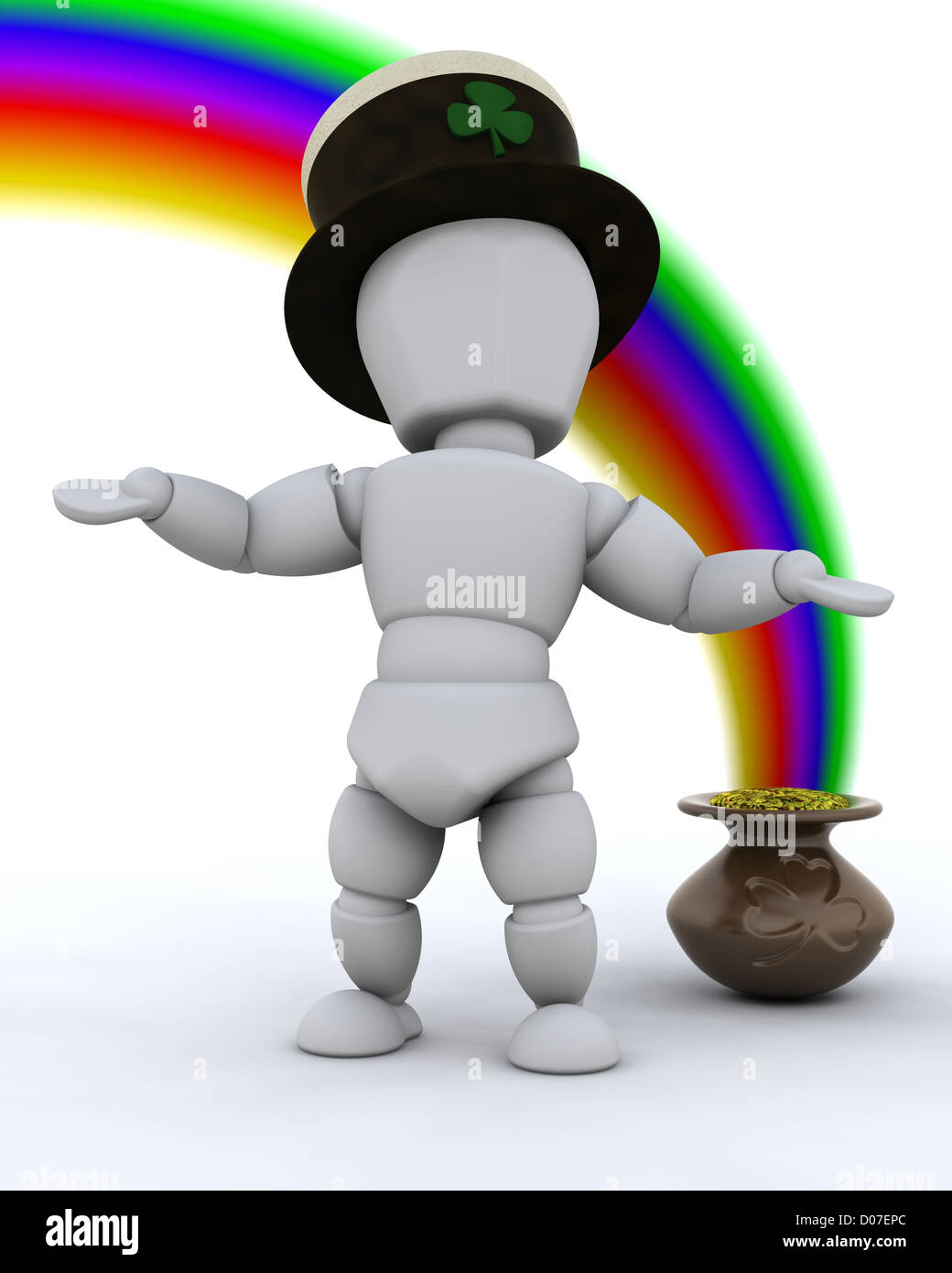 3d render of rainbow and pot of gold for st patricks day Stock Photo ...