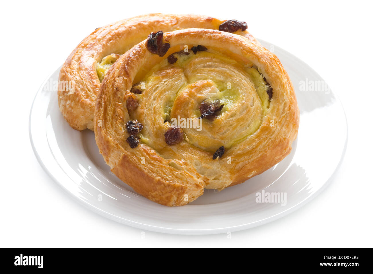 pain aux raisins french pastry isolated on white background Stock Photo ...