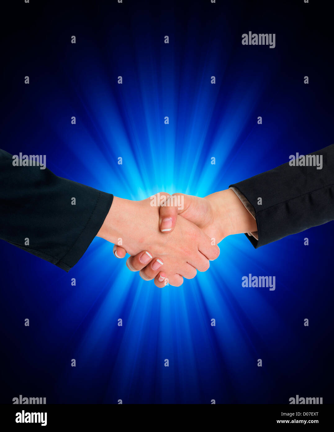Business handshake in front blue hi-res stock photography and images ...