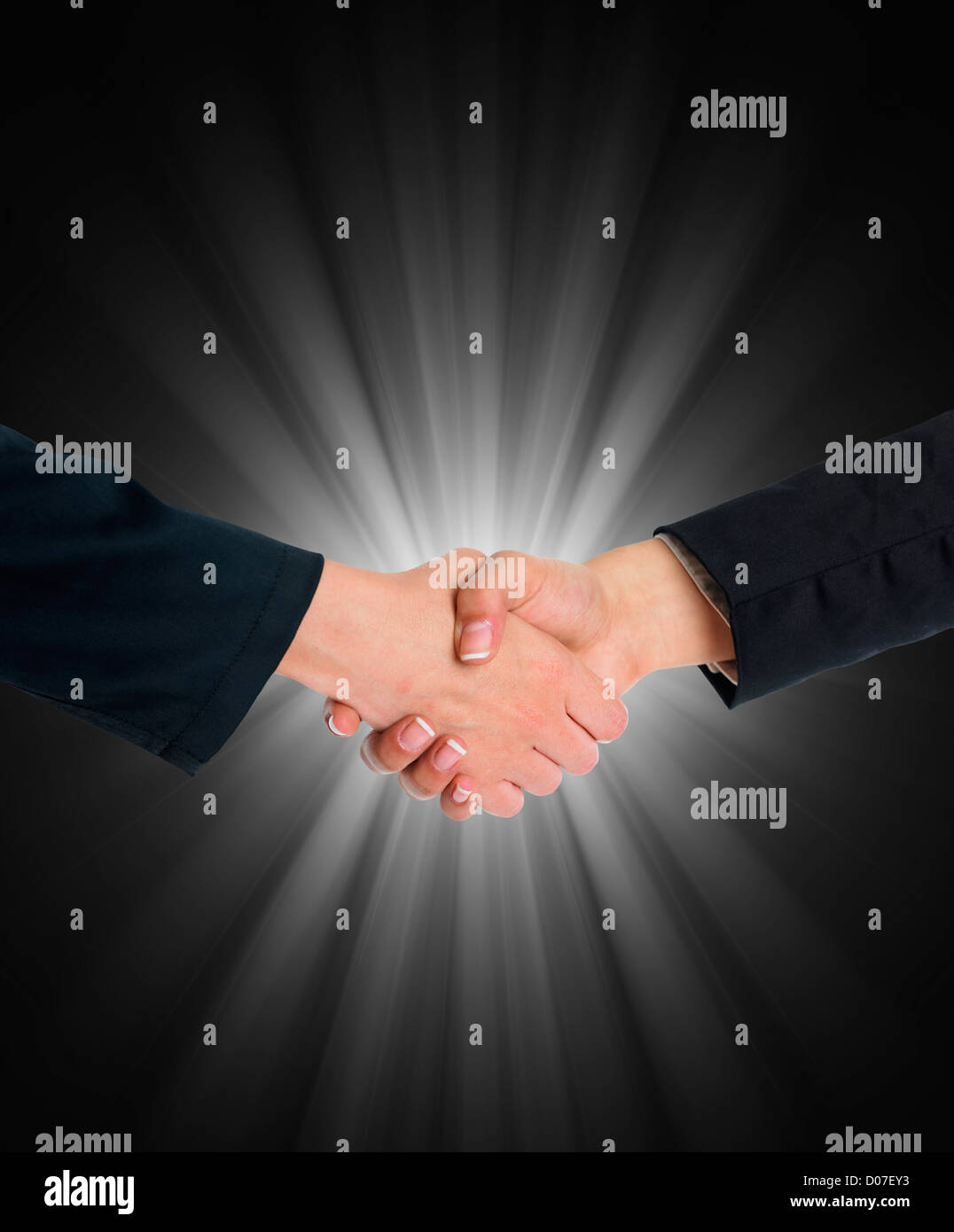 Handshake Handshaking and blured blue flesh light in background Stock ...