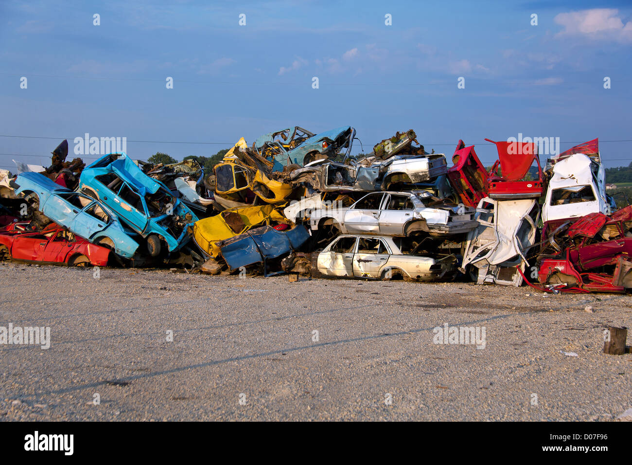 Junk Cars On Junkyard Stock Photo - Alamy