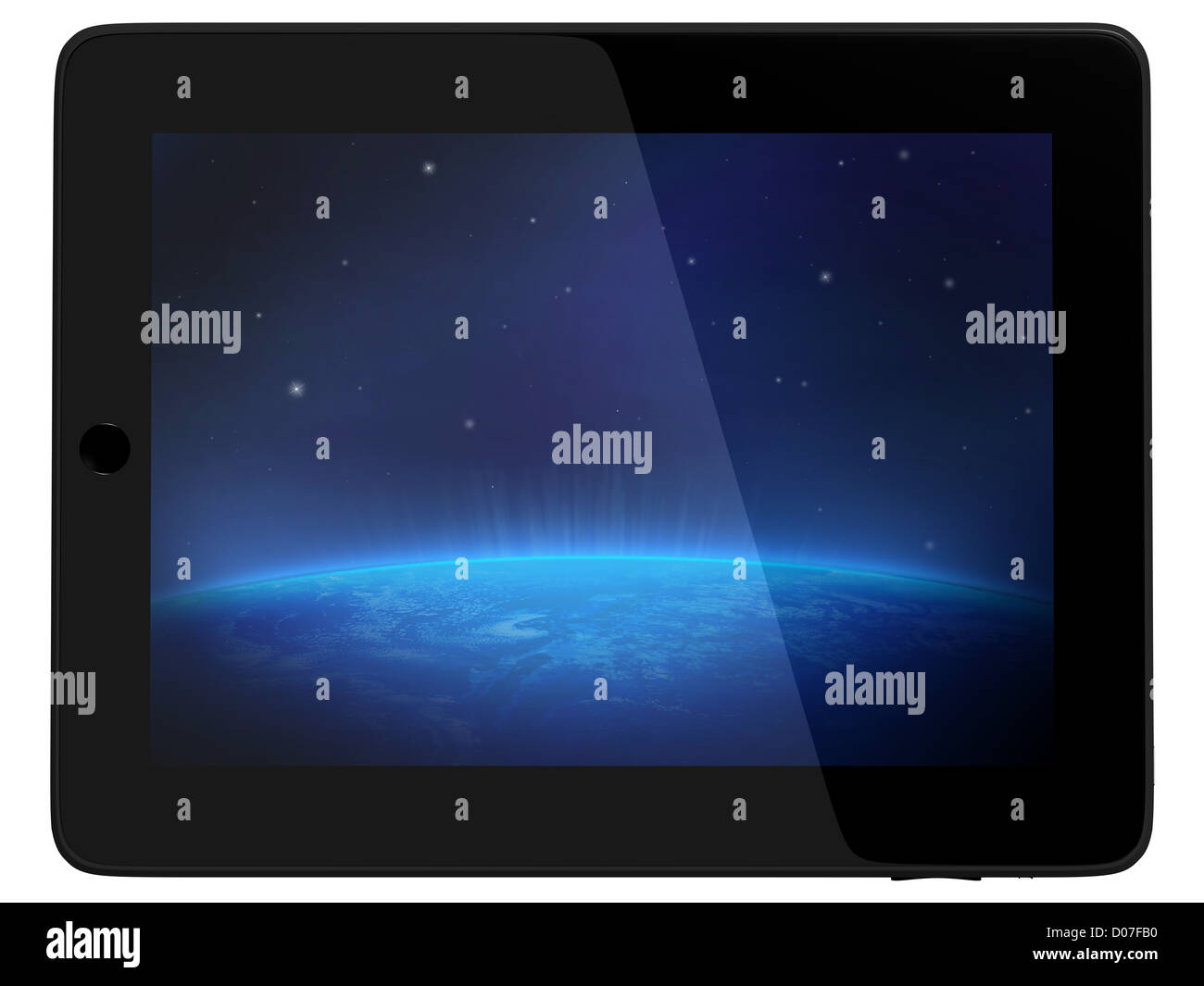 Tablet Computer with Earth view from space Stock Photo - Alamy