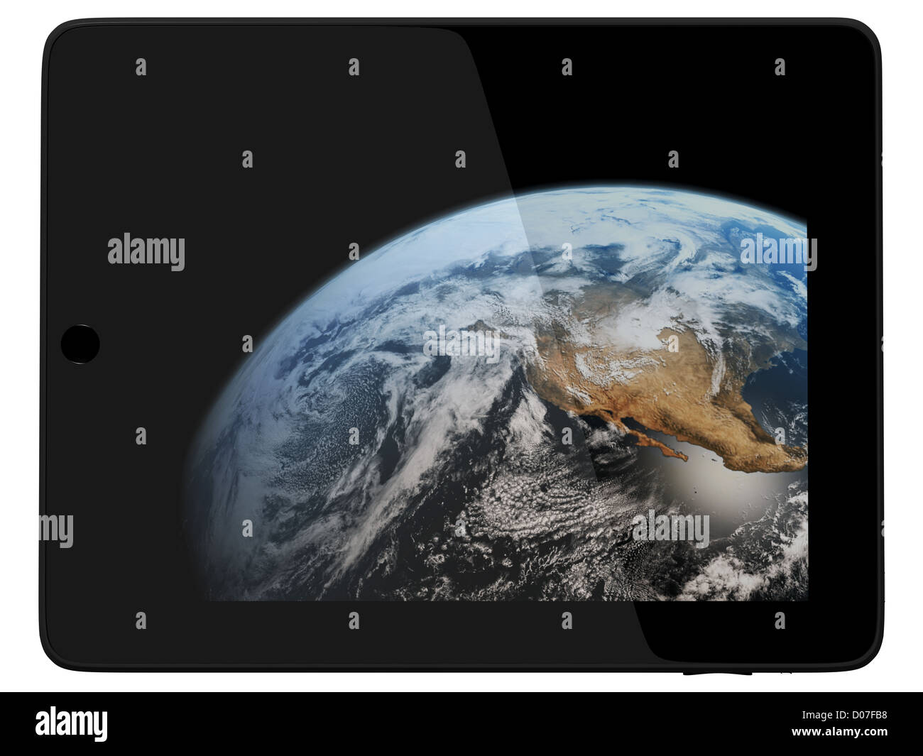 Tablet Computer with Earth Planet from Space Stock Photo - Alamy