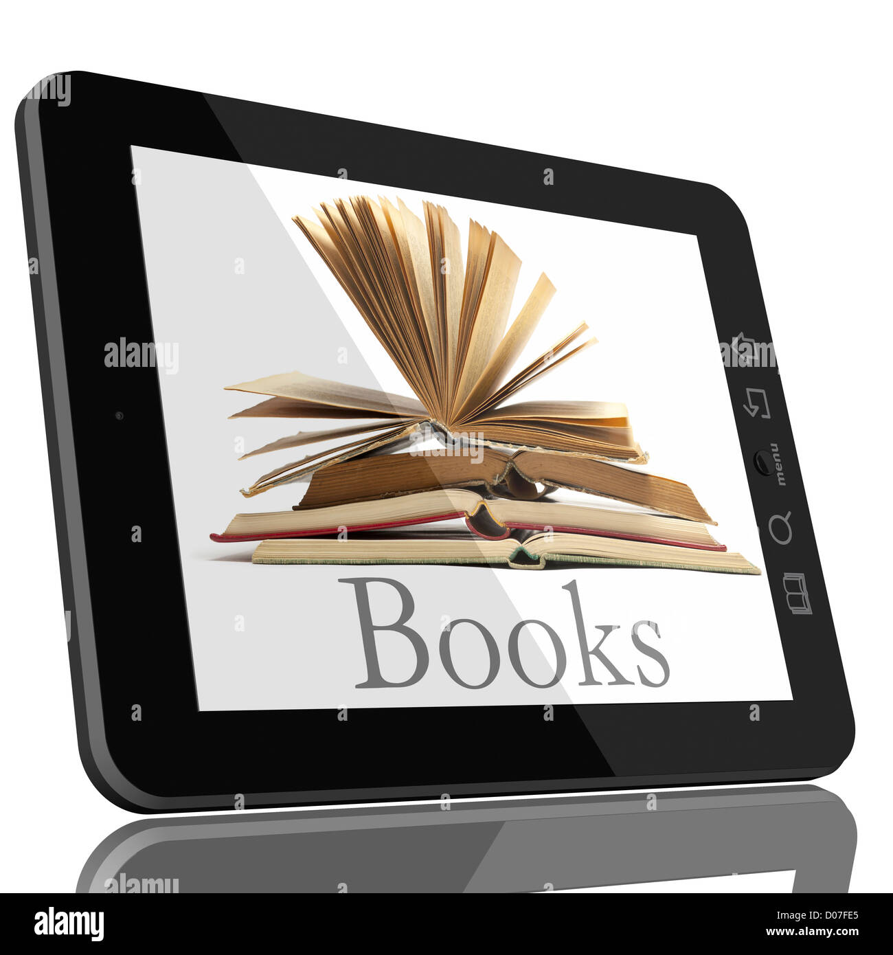Tablet PC Computer and book - Digital Library Concept Stock Photo - Alamy