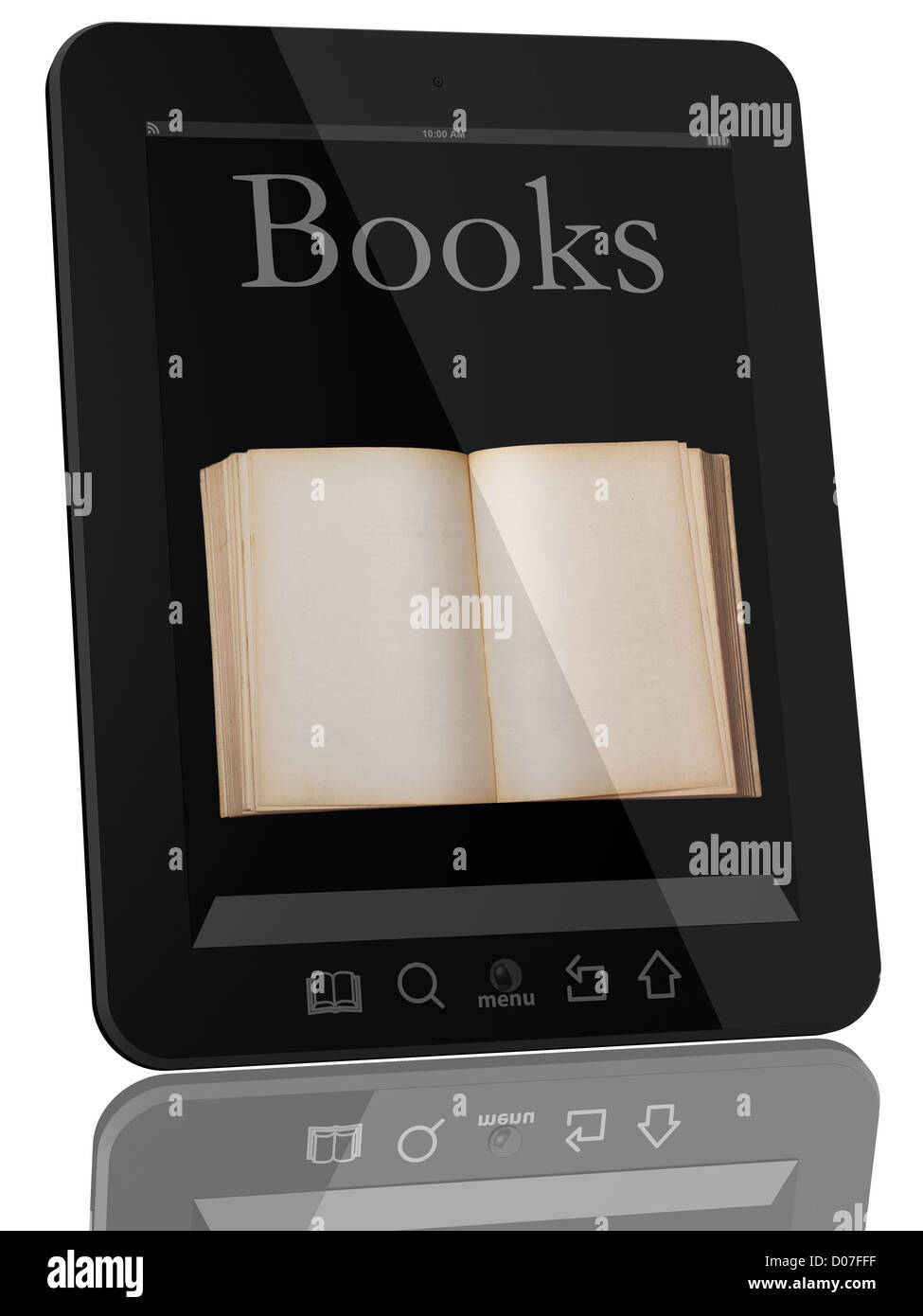 Generic Tablet Computer and book - Digital Library Concept Stock Photo ...