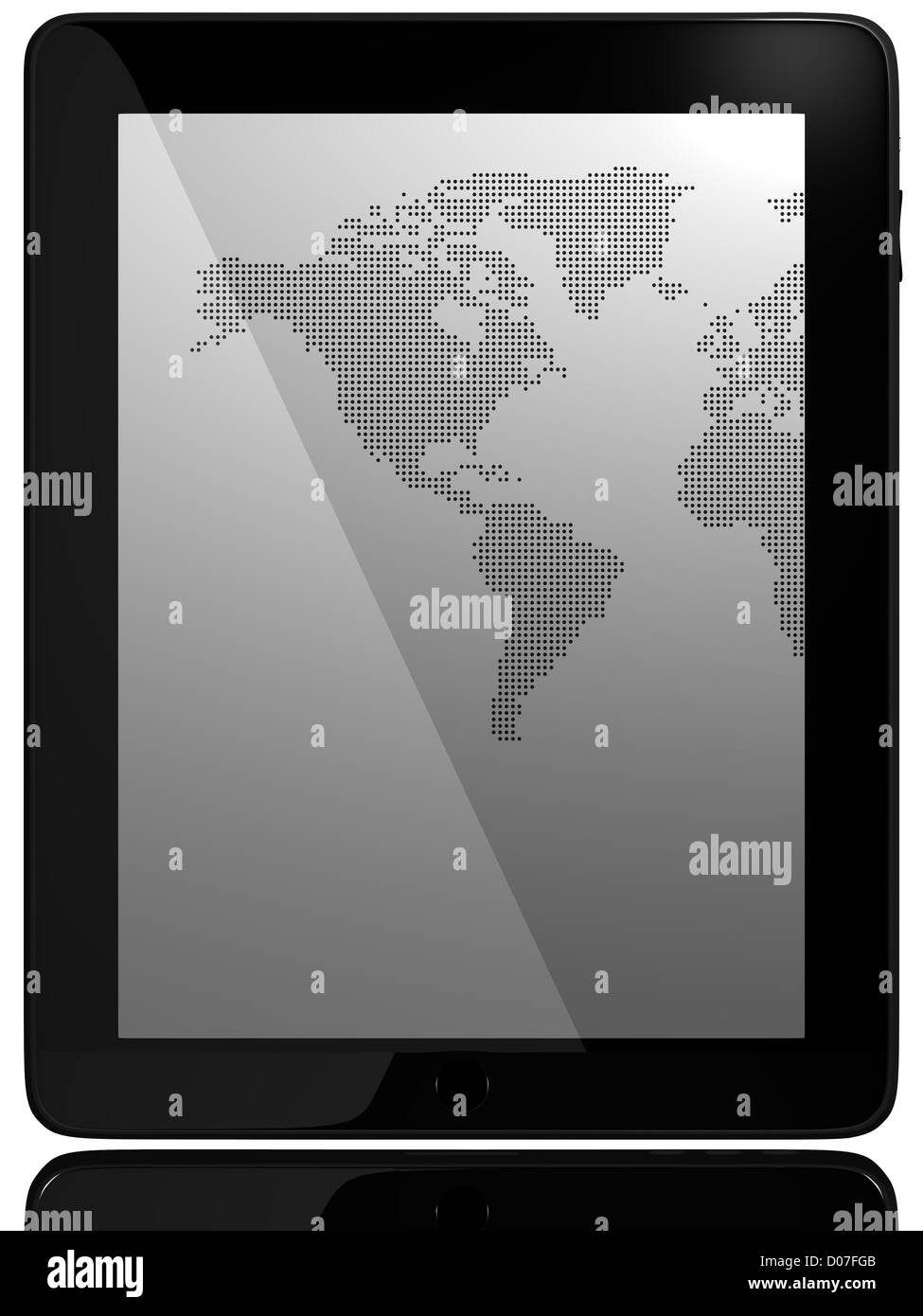 Wordl Map On Tablet PC Computer Monitor Stock Photo - Alamy