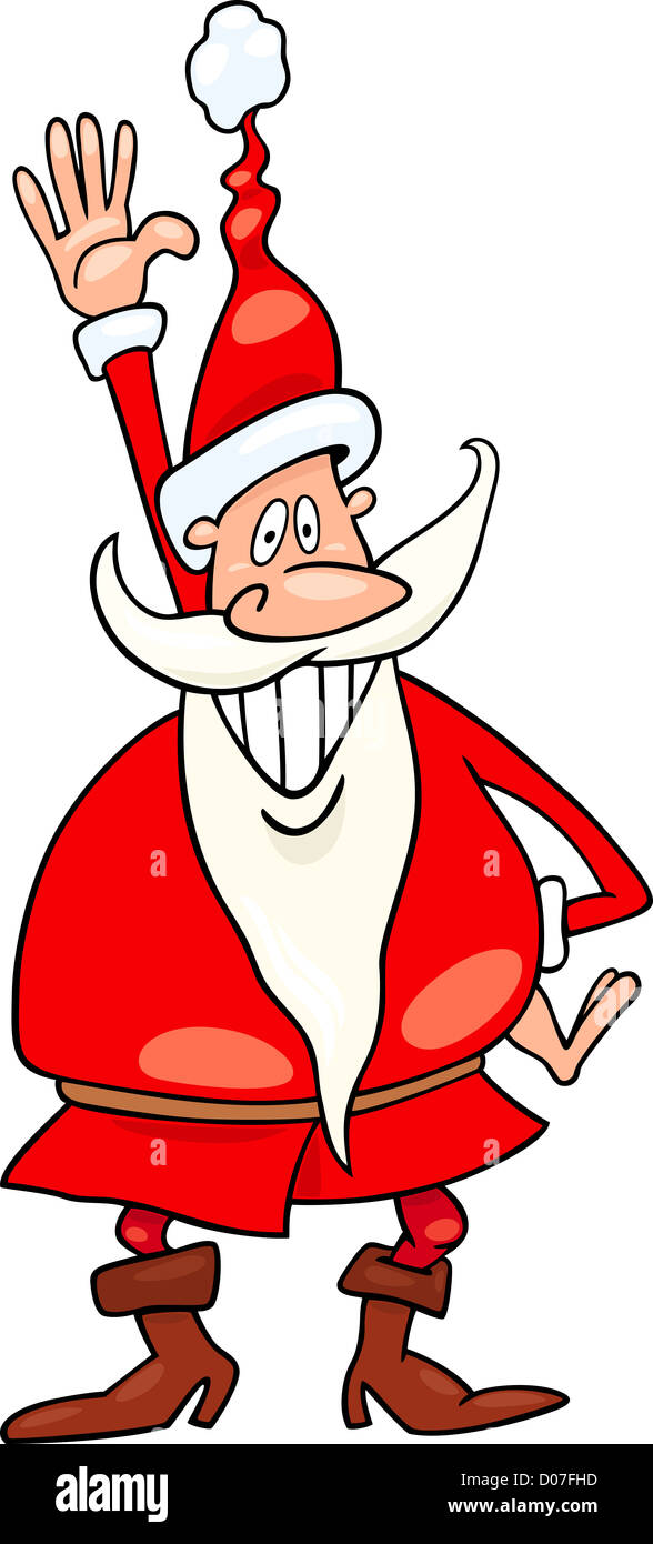 Cartoon Illustration of Funny Father Christmas or Santa Claus or Papa ...