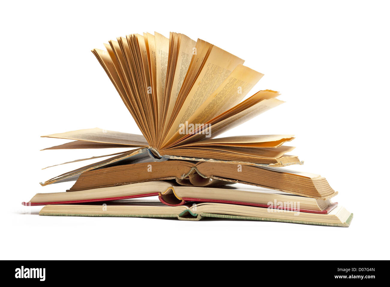 Open Old Antique Books isolated on white Stock Photo - Alamy