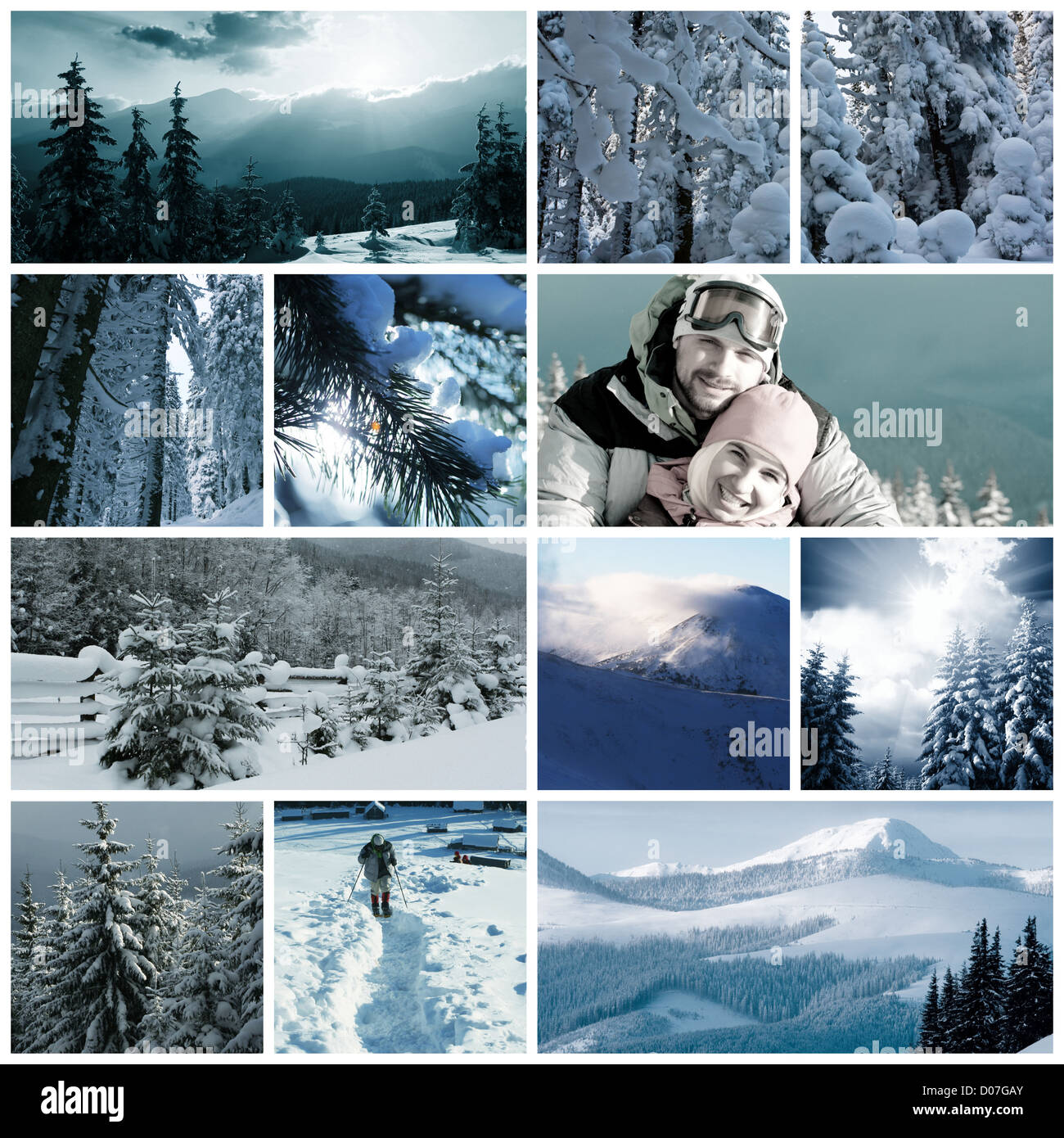 winter vacation collage Stock Photo - Alamy