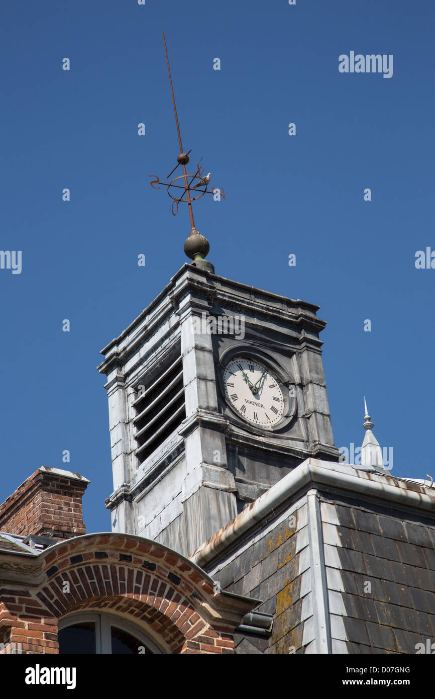 CLOCK AND WEATHERVANE ON AN OUTBUILDING OF THE LITTLE CHATEAU LA FERTE ...